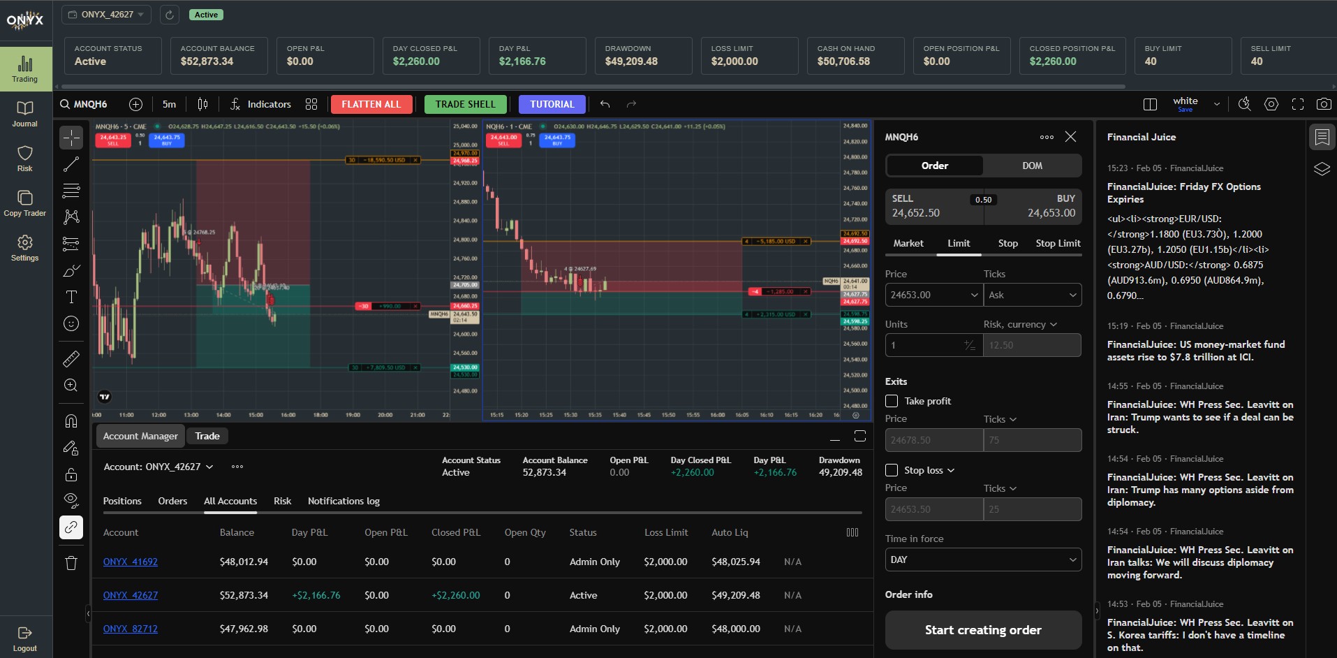 ONYX Trading | Professional Futures Trading Platform